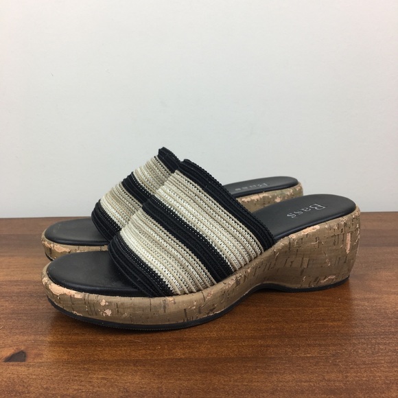 Bass | Shoes | Bass Jessika Ii Black Fabric Wedge Heel Slip On Sandal ...